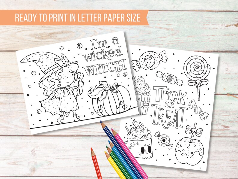 Halloween Coloring Pages for Kids Printable Halloween Witch - Etsy