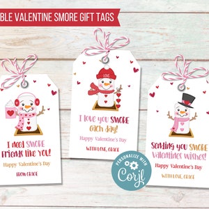 Valentines Day Snowman Smore Gift Tag, Editable and Printable, I Need S ...