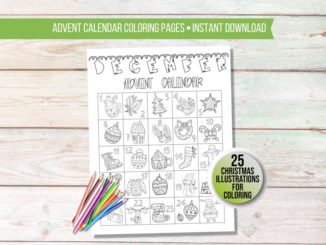 Christmas Advent Calendar Kids Coloring Page, Christmas Countdown ...