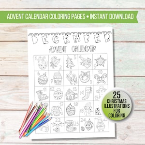 Christmas Advent Calendar Kids Coloring Page, Christmas Countdown ...