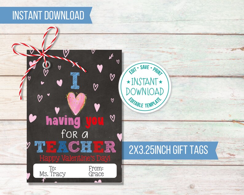 Valentine Gift Tags Happy Valentines Day Cookie Tag Teacher - Etsy
