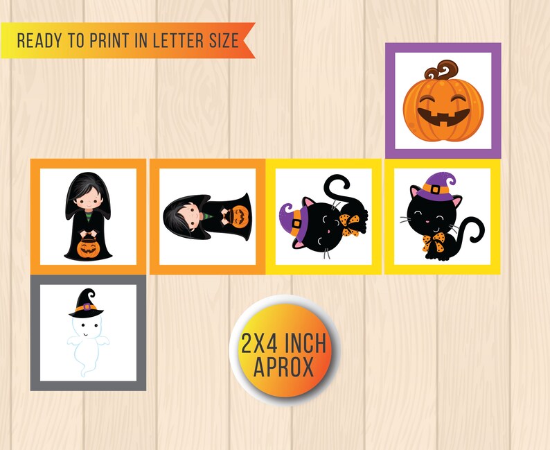 Halloween Dominoes Game Printable Dominoes Game for Kids and - Etsy