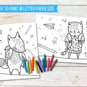 Back to School Kids Coloring Pages, Kids Animal Activity, Woodland ...