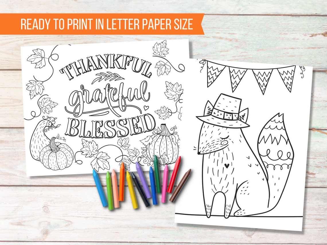 Thanksgiving Coloring Pages for Kids Printable Fall Coloring | Etsy