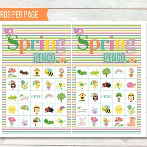Spring Bingo Game for Kids, Printable Spring Educational Game, Spring ...
