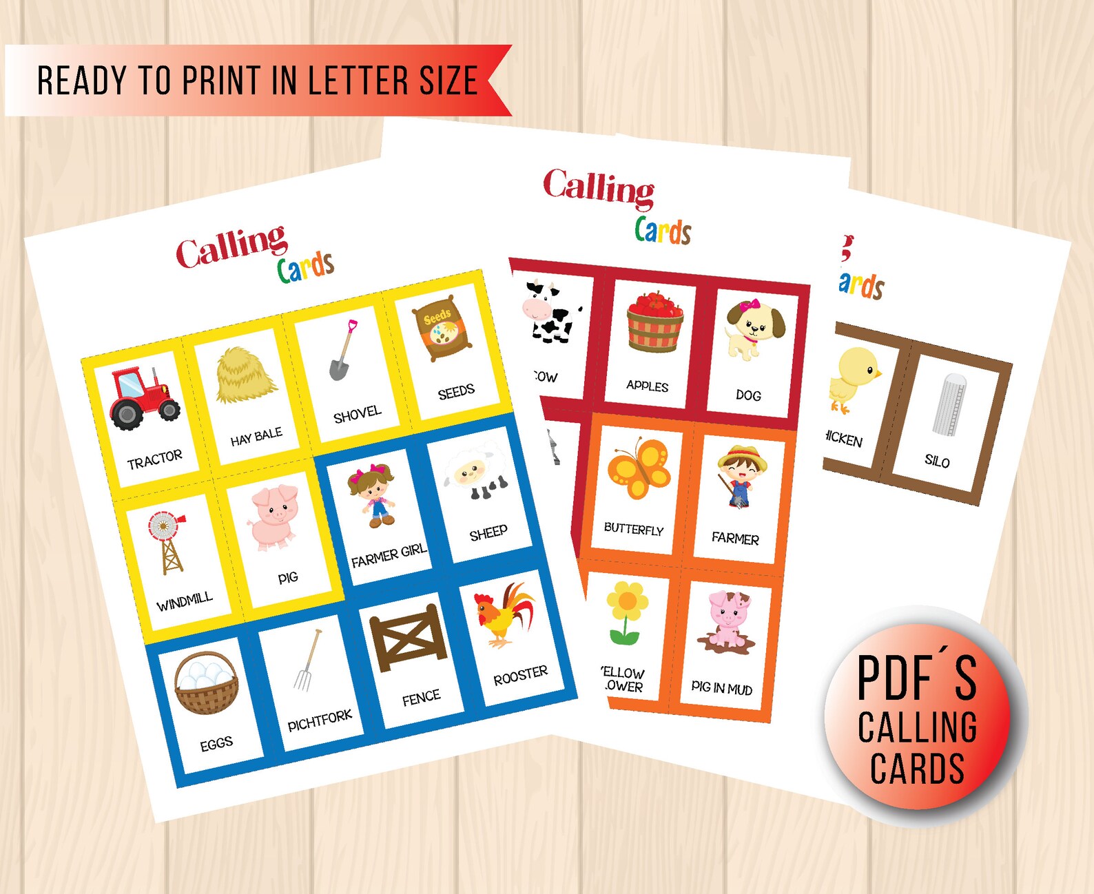 Farm Bingo Game for Kids Printable Fun Farm Bingo Game Farm | Etsy