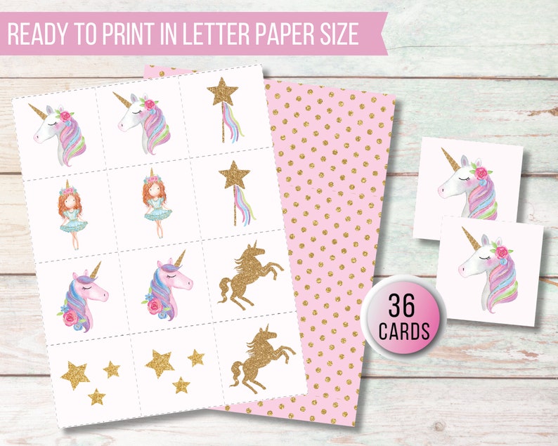 Unicorn Memory Matching Game Printable Unicorn Flashcards for | Etsy