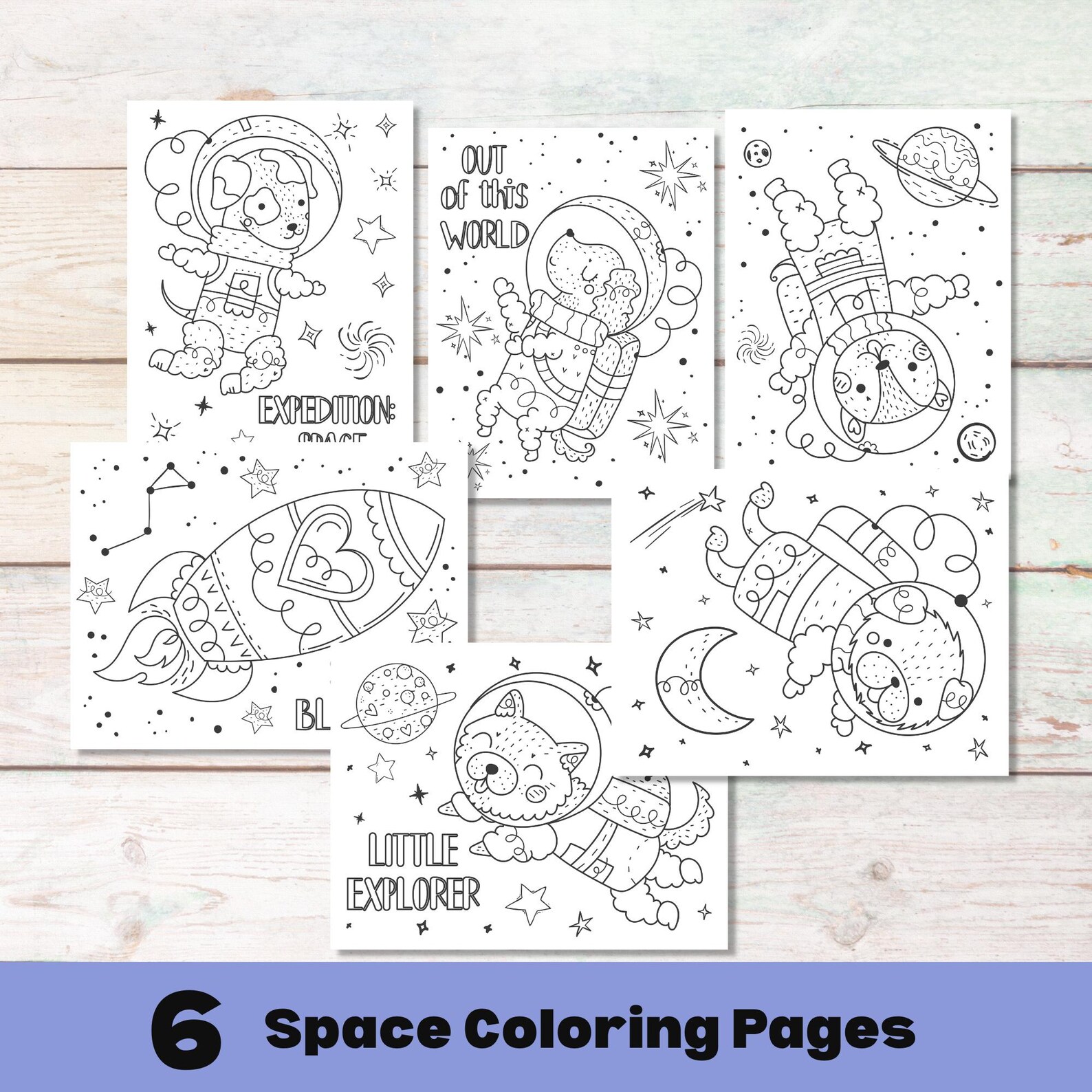 Printable Space Coloring Pages for Kids, Astronaut Party Activity ...