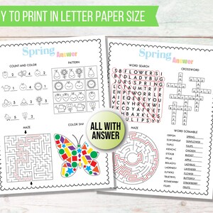 Spring Printable Game Bundle, Printable Bundle Activity Pack, Word ...