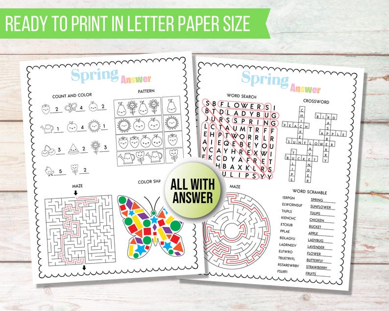 Spring Printable Game Bundle, Printable Bundle Activity Pack, Word ...