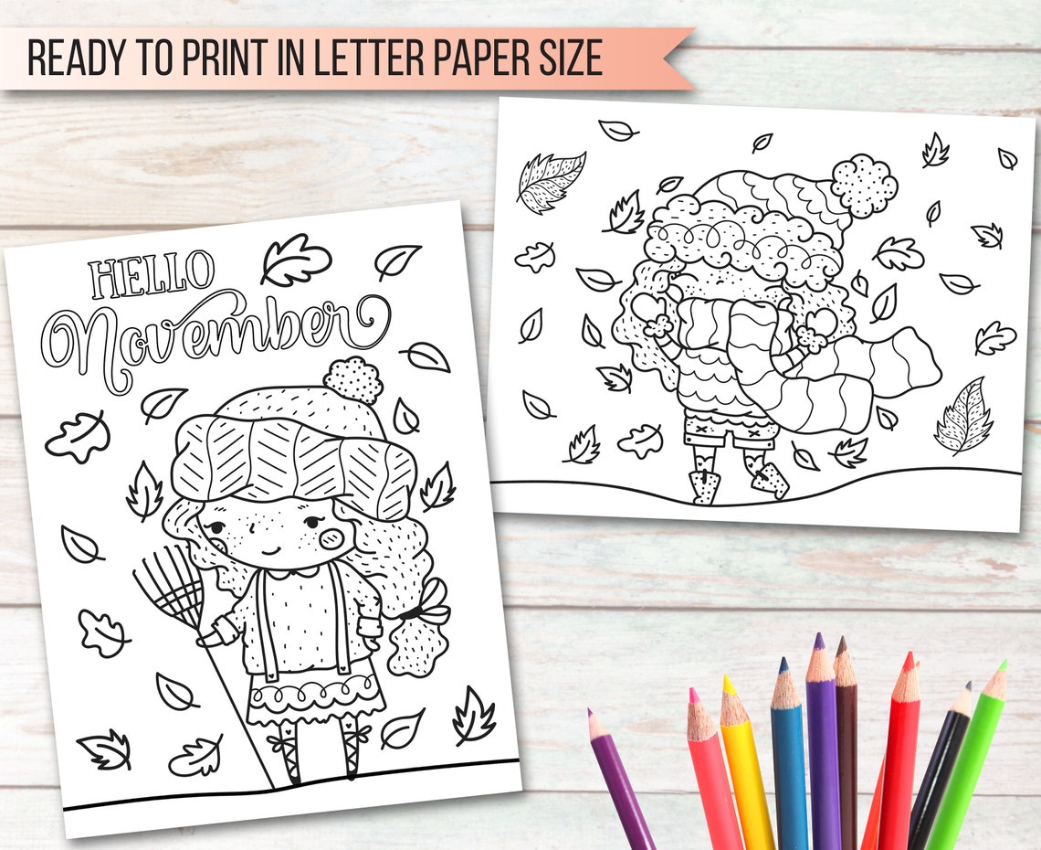Autumn Coloring Pages for Kids Printable Fall Coloring Pages - Etsy