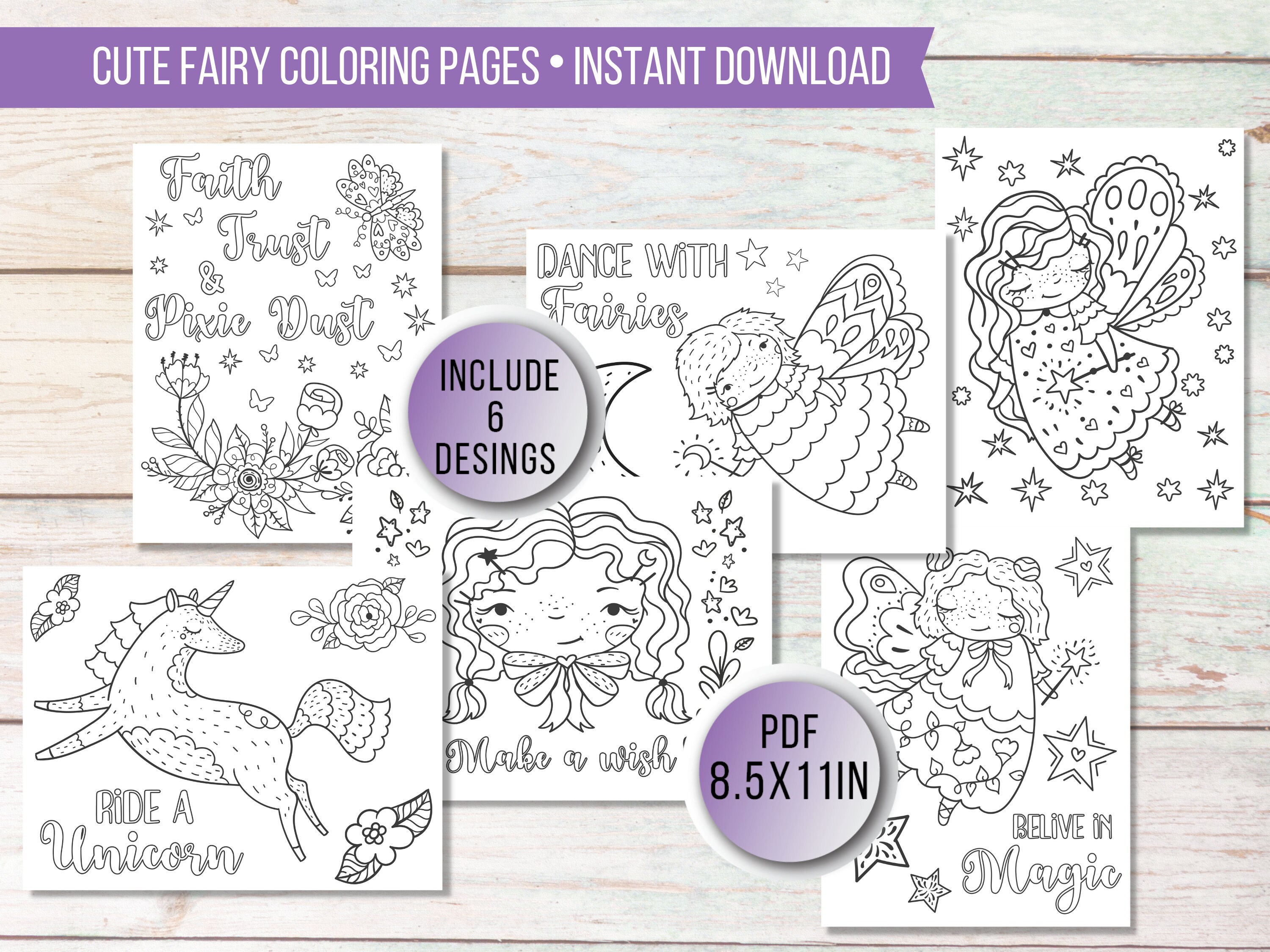 Fairy Coloring Pages Fairy Fantasy Coloring for Girls - Etsy