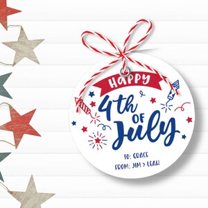 Happy 4th of July Round Cookie Tag, Patriotic Gift Tags, Fourth of July ...