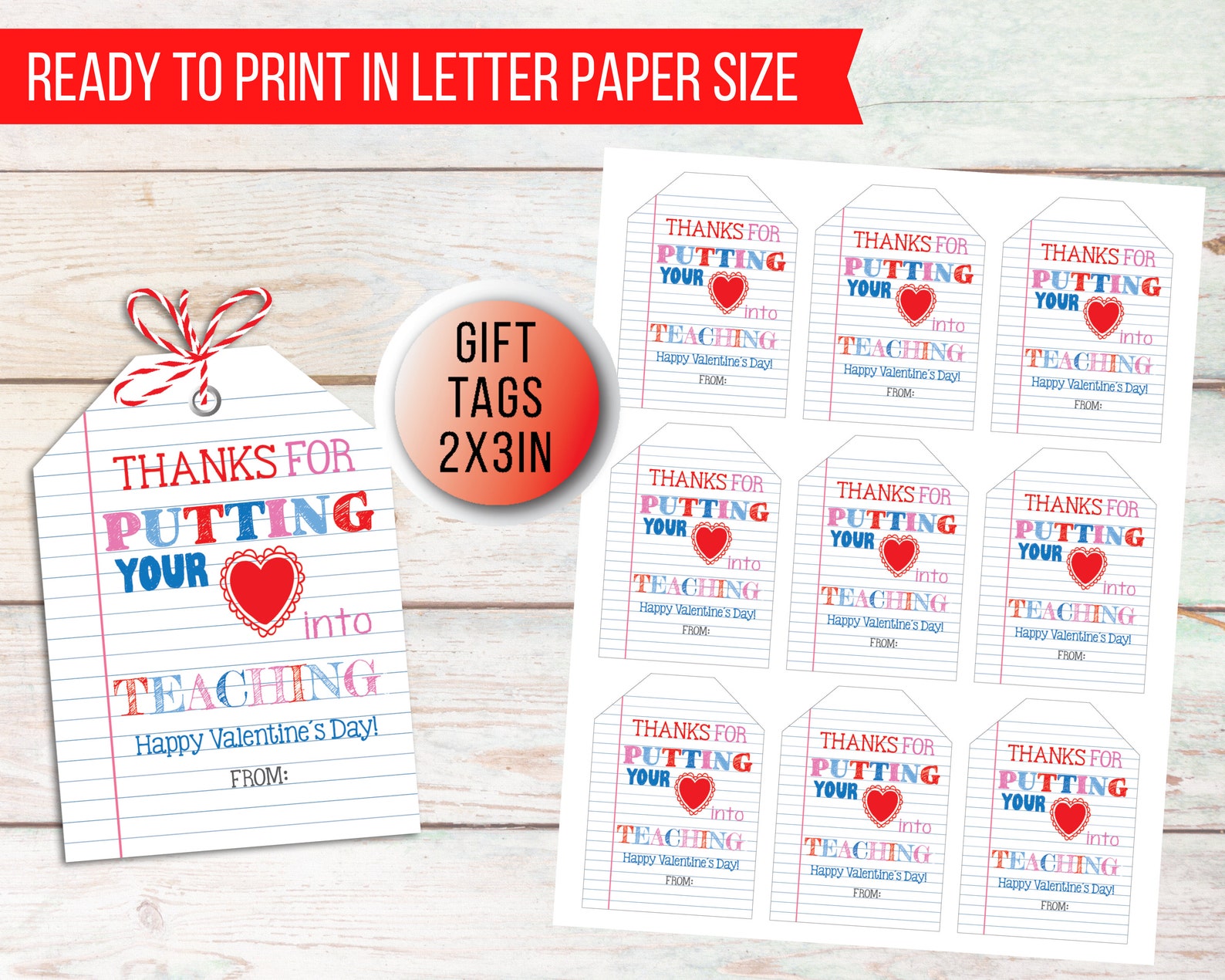 Valentine Gift Tags Happy Valentines Day Cookie Tag Teacher | Etsy