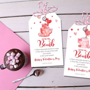 Editable Valentine You're the Bomb Printable Gift Tags, Happy ...