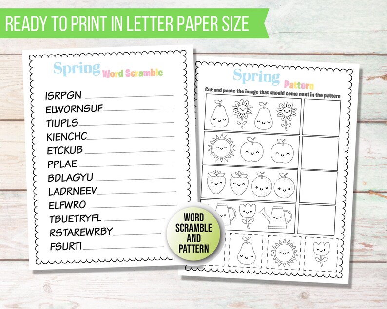 Spring Printable Game Bundle, Printable Bundle Activity Pack, Word ...