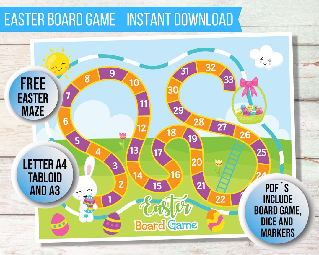 Easter Board Game for Kids, Easter Party Games for Family, Easter ...