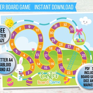 Easter Board Game for Kids, Easter Party Games for Family, Easter ...