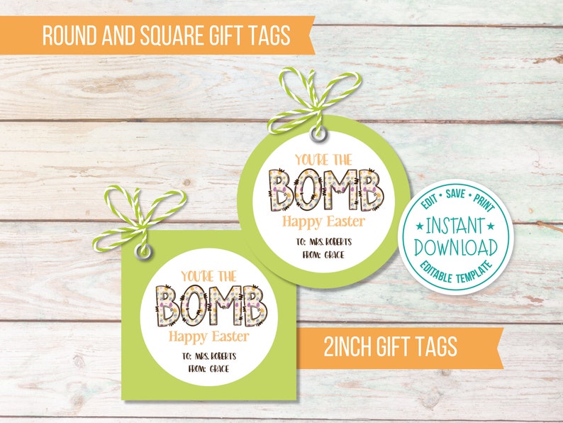 Easter Printable Tag You're the Bomb Favor Tags Template | Etsy