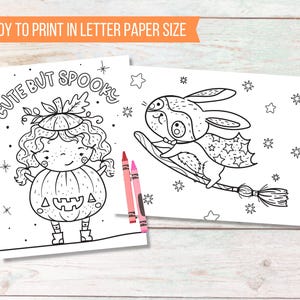 Cute Halloween Coloring Pages for Kids, Fall Coloring Sheets, Printable ...