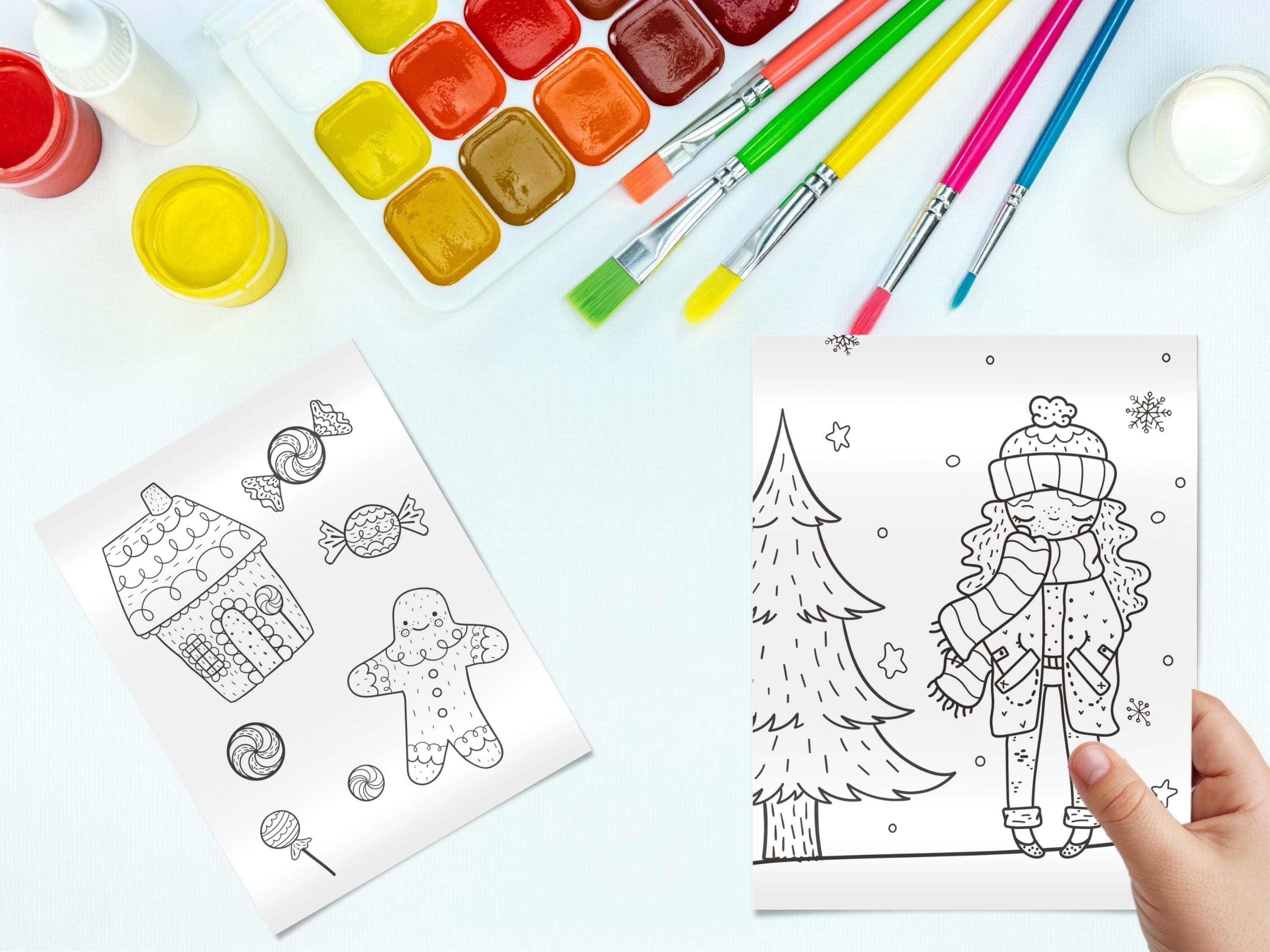 Winter Girls Kids Coloring Pages, Printable Winter Kids Coloring Sheets ...