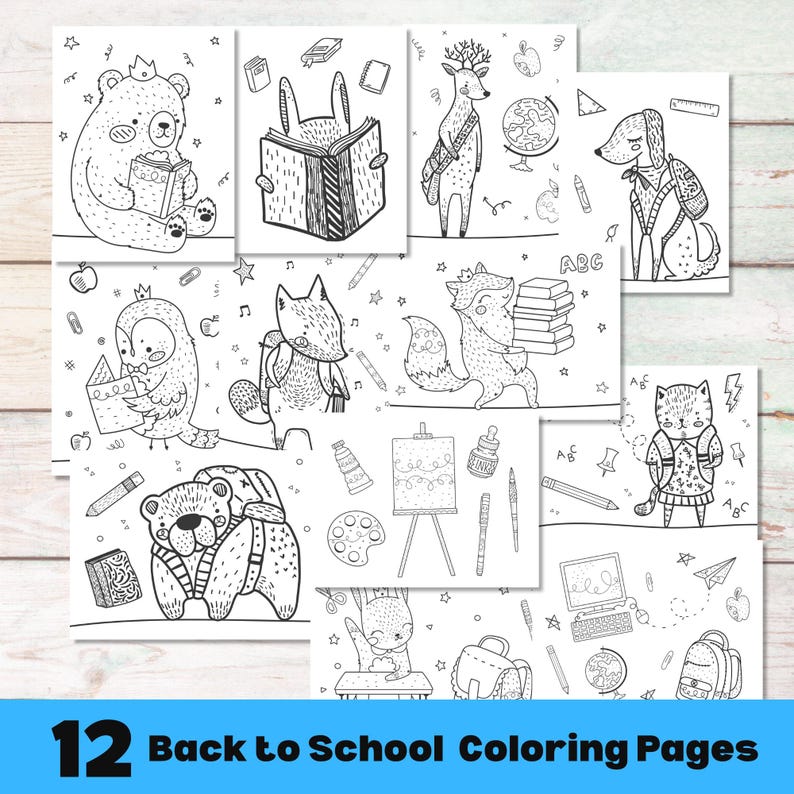 Back to School Kids Coloring Pages, Kids Animal Activity, Woodland ...