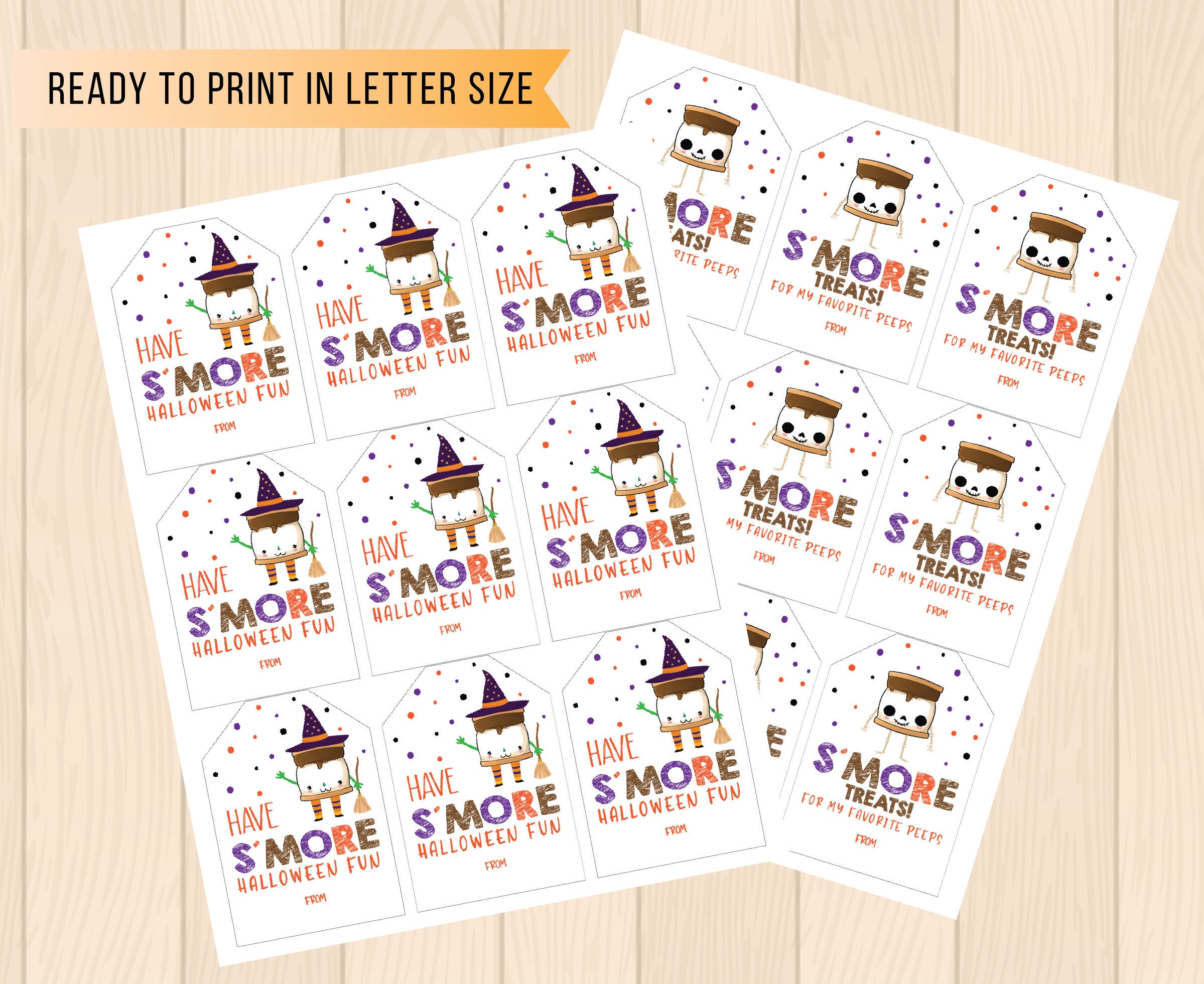 Halloween Smore Tag Printable Halloween Smores Favor Tags - Etsy.de