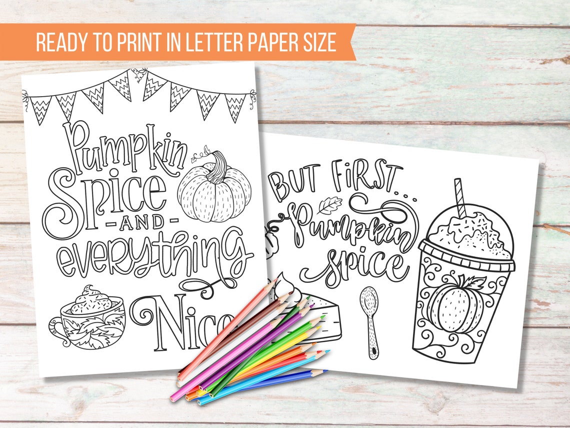 Printable Autumn Kids Coloring Sheets Pumpkin Spice Season - Etsy