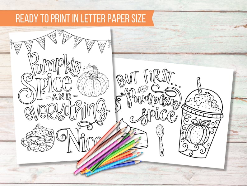 Printable Autumn Kids Coloring Sheets Pumpkin Spice Season - Etsy
