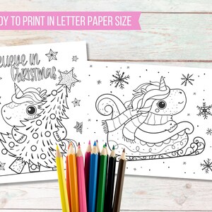 Christmas Coloring Pages, Printable Holiday Unicorns Coloring Pdf ...