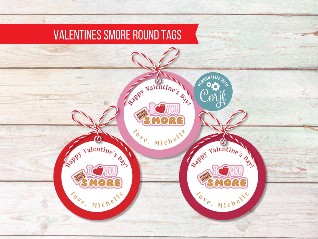 Valentine Smore Gift Tag, I Love You Smore, Editable PDF, Personalize ...