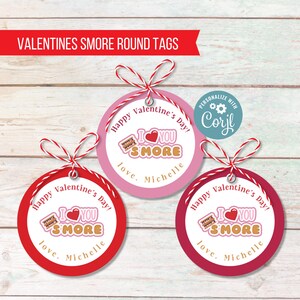 Valentine Smore Gift Tag, I Love You Smore, Editable PDF, Personalize ...