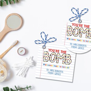 Back to School Digital Gift Tags, You're the Bomb Round Gift Tags, 1st ...