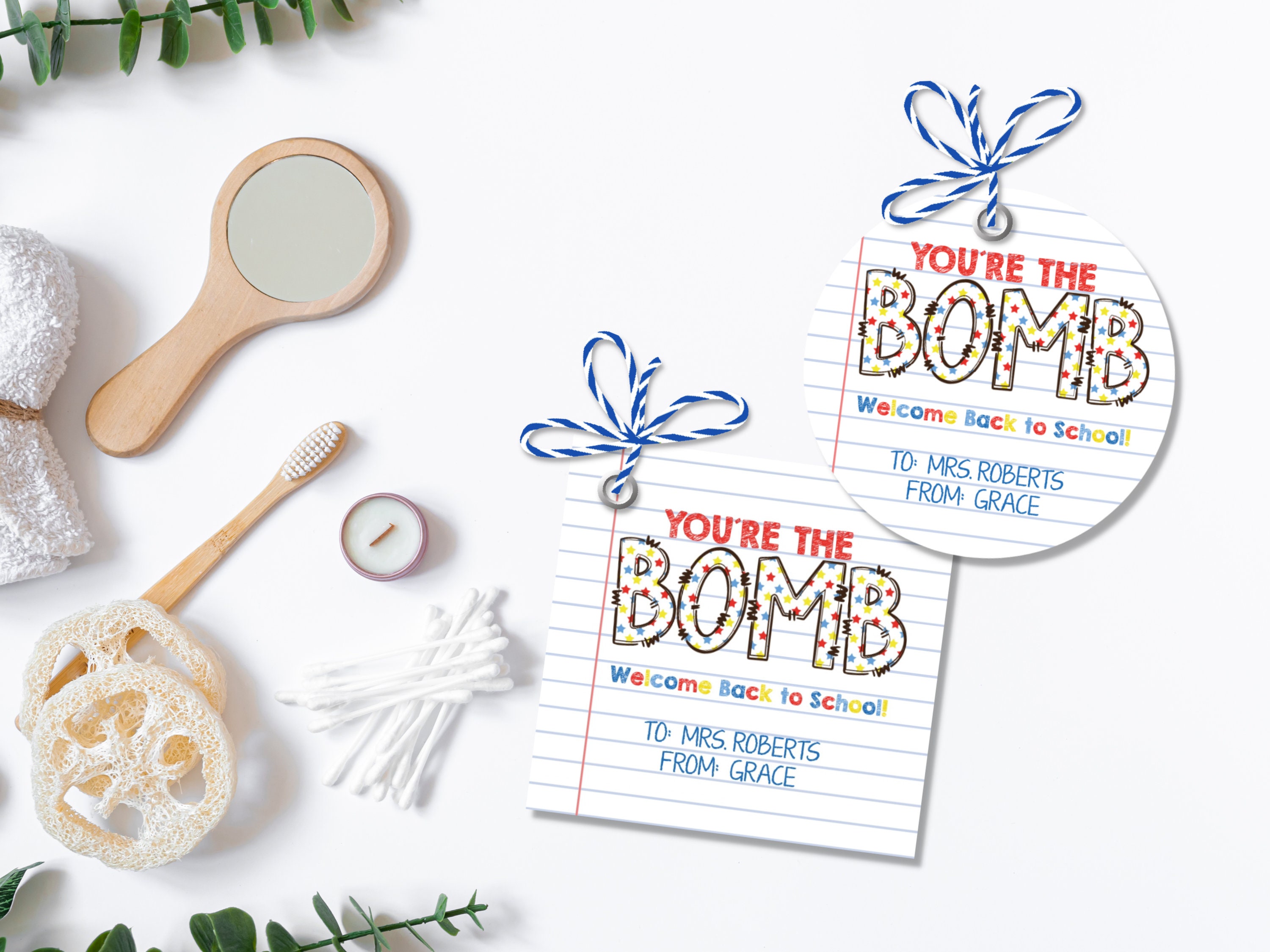 Back to School Digital Gift Tags You're the Bomb Round - Etsy