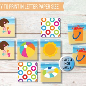 Summer Memory and Matching Game, Printable Beach Memory Game, Kids ...