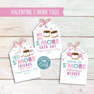 Valentine Day Tags, Smore Tag Printable, Valentine Favor Tags, Smores ...