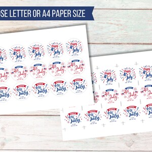 Happy 4th of July Round Cookie Tag, Patriotic Gift Tags, Fourth of July ...