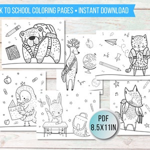 Back to School Kids Coloring Pages, Kids Animal Activity, Woodland ...