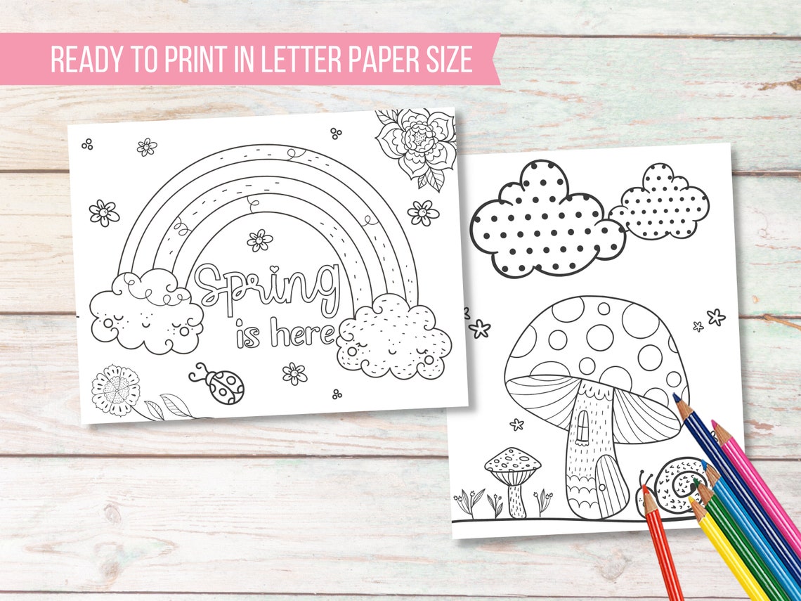 Spring Coloring Page Printable Spring Kids Activity Pages - Etsy