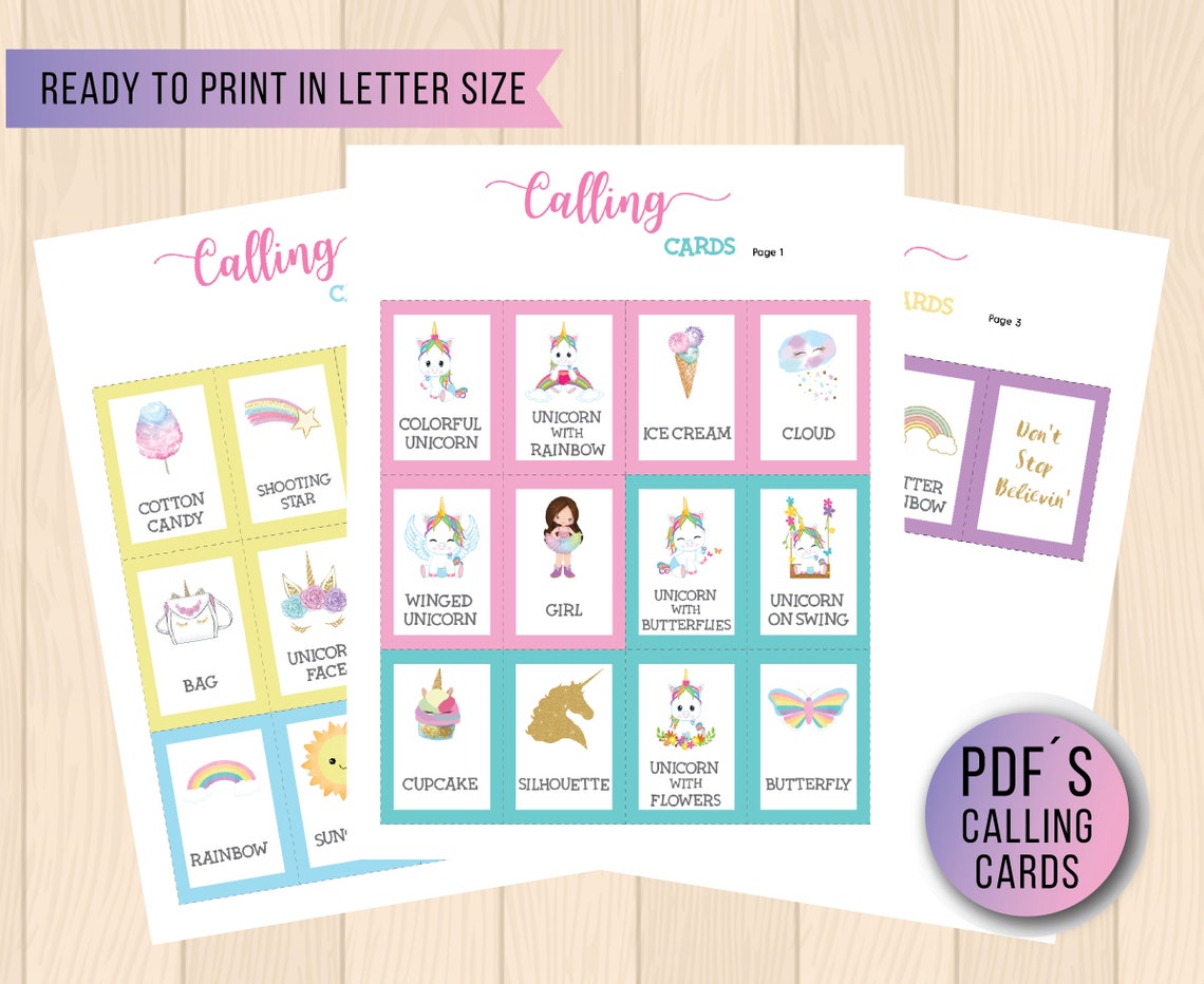 Unicorn Bingo Game for Kids Printable Unicorn Birthday Party - Etsy