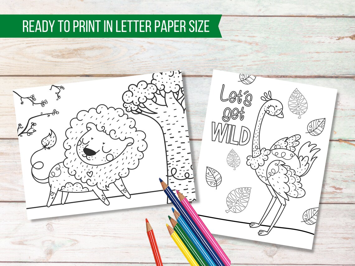 Safari Coloring Pages for Kids Printable Jungle Animals - Etsy