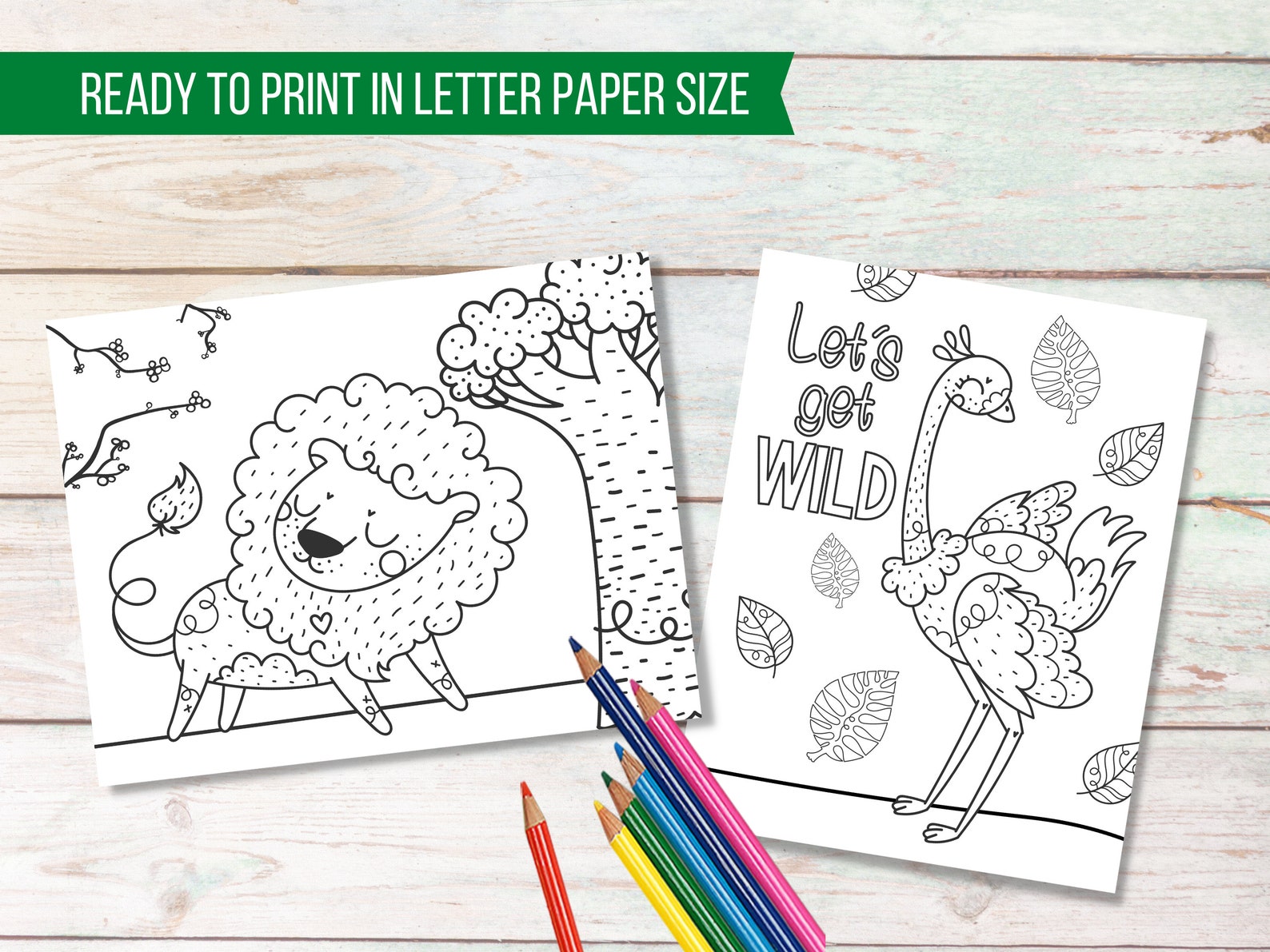 Safari Coloring Pages for Kids Printable Jungle Animals - Etsy