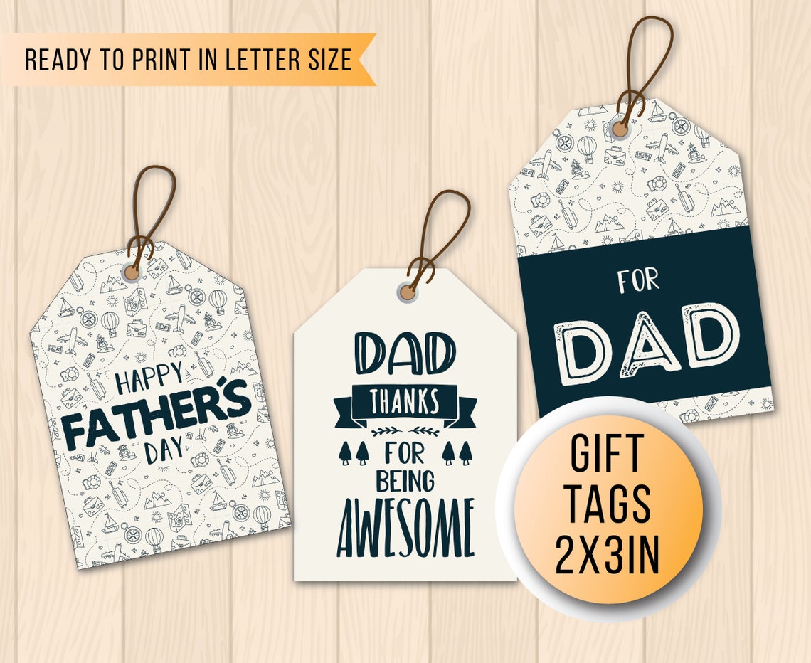 Happy Fathers Day Printable Gift Tags Adventure Fathers Day - Etsy