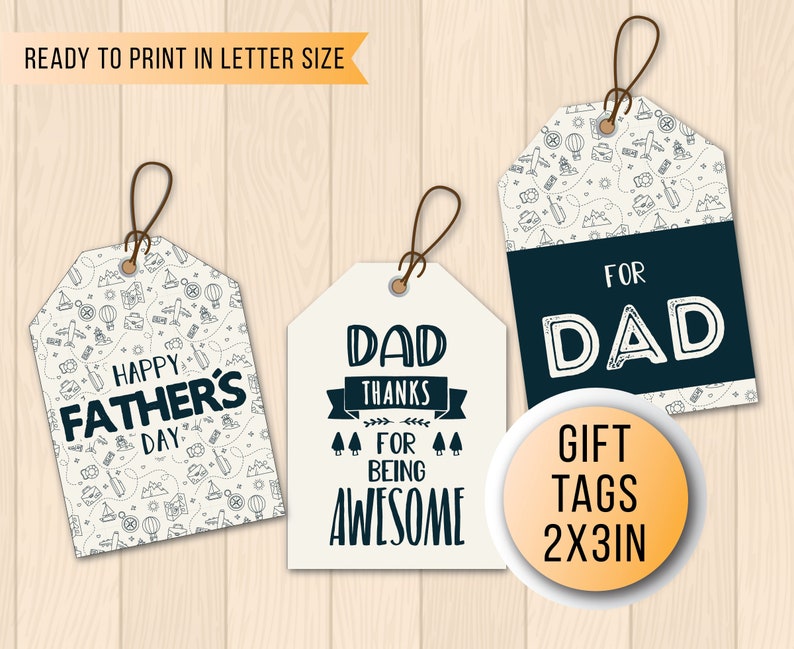 Happy Fathers Day Printable Gift Tags Adventure Fathers Day - Etsy