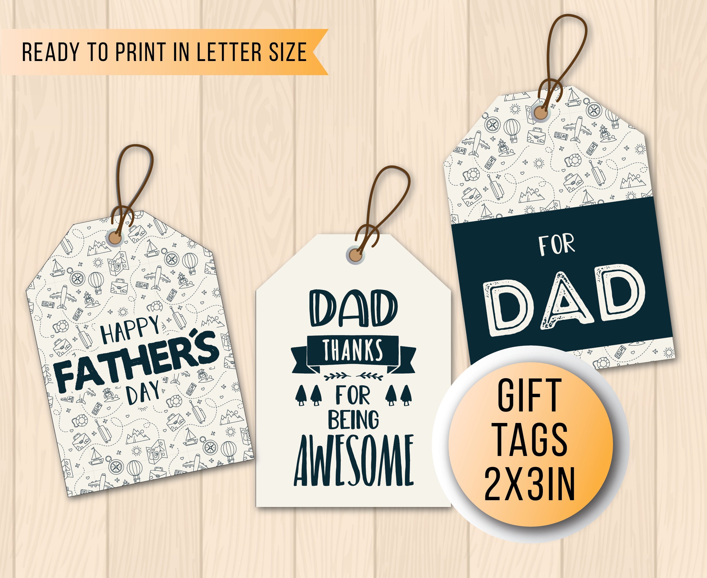 Happy Fathers Day Printable Gift Tags Adventure Fathers Day - Etsy