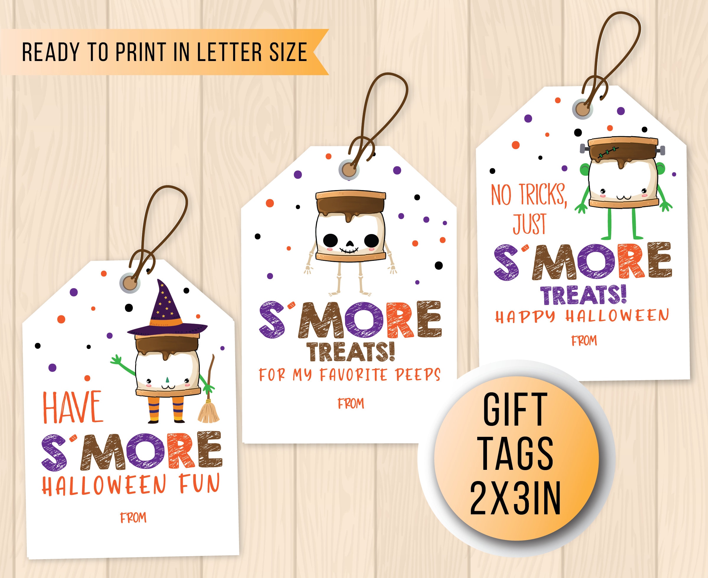 Halloween Smore Tag Printable Halloween Smores Favor Tags - Etsy.de