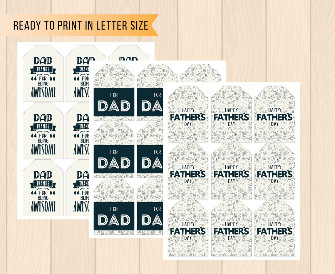 Happy Fathers Day Printable Gift Tags Adventure Fathers Day - Etsy