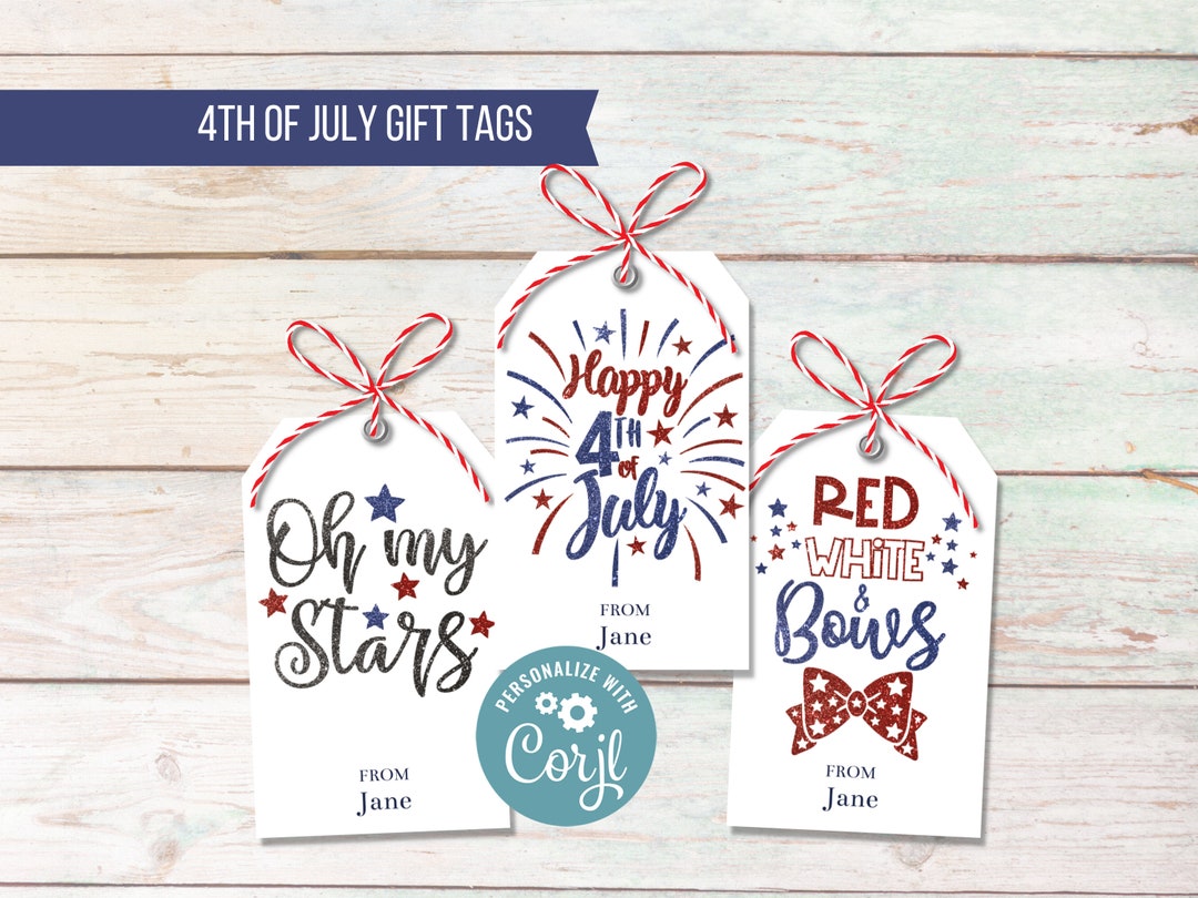 4th of July Gift Tags, Patriotic Gift Tags, Independence Day, Red White ...