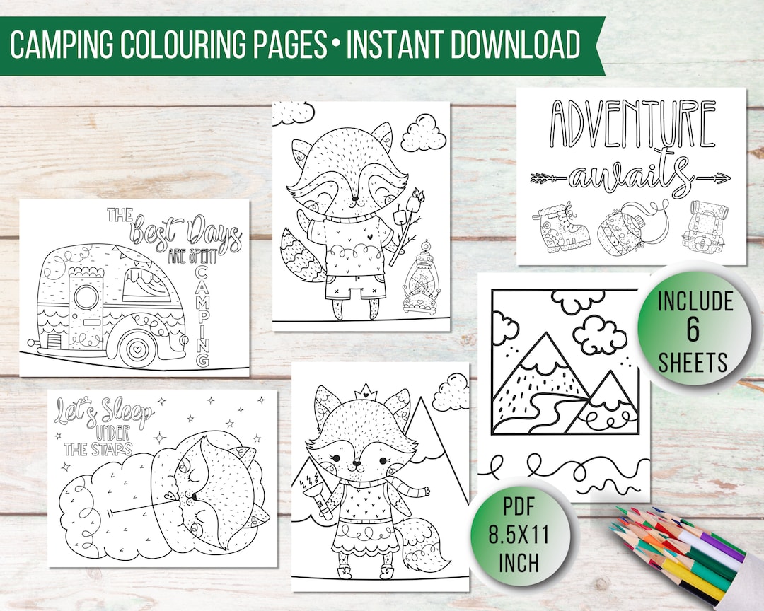 Printable Camping Coloring Pages Kids, Camping Party Coloring Activity ...