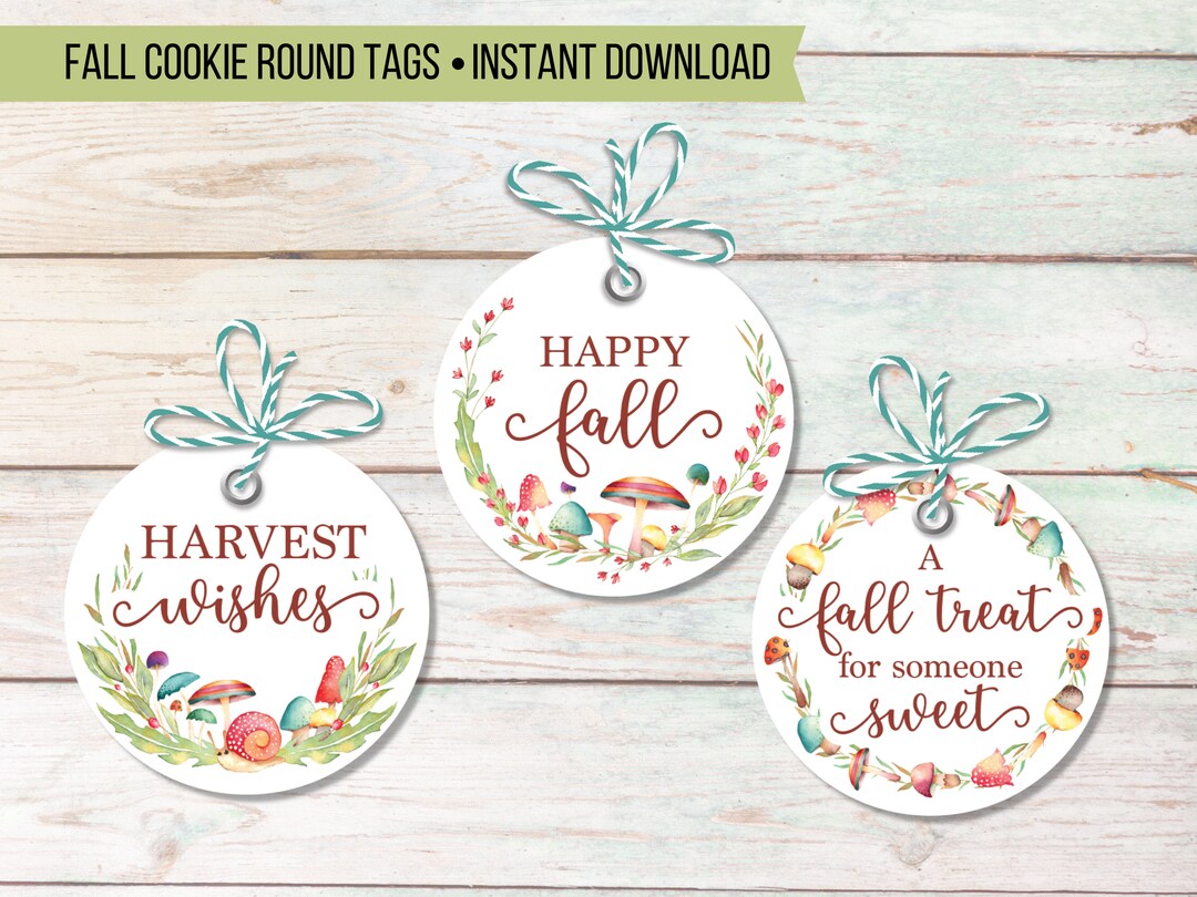 Printable Happy Fall Tags Cute Mushroom Tags for Presents - Etsy